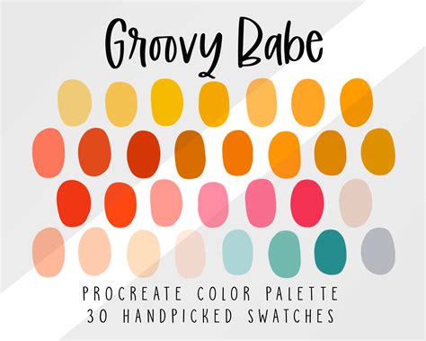 Groovy Vintage Procreate Color Palette Color Swatches Retro Etsy Canada