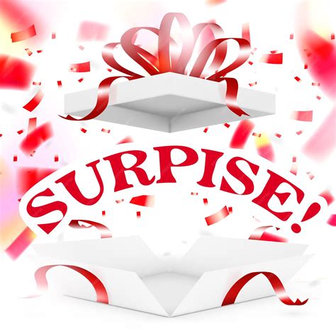 Boîte Cadeau Surprise Réaliste Avec Chute De Confettis Vecteur Premium