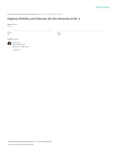 Highway Mobility And Vehicular Ad Hoc Networks In Pdf