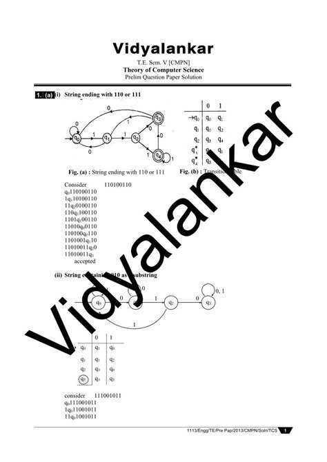 Pdf Theory Of Computer Science Prelim Question Paper Solution
