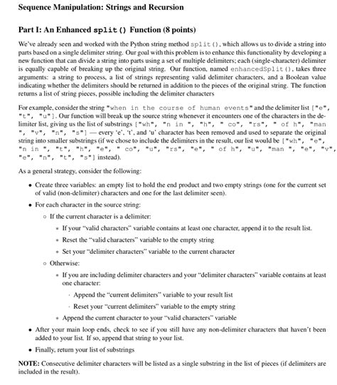 Solved Sequence Manipulation Strings And Recursion Part I