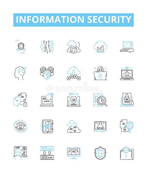 Data Privacy And Data Security Linear Icons Set Encryption Firewall