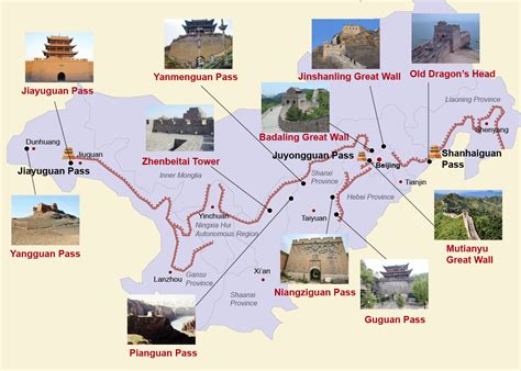 Great Wall Of China Map Famous Landmarks The Great Wall Of China