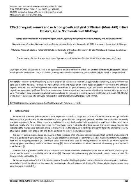 (PDF) Effect of organic manure and mulch on growth and yield of ...