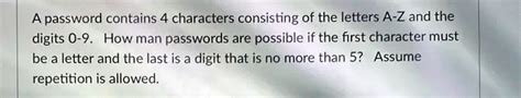 Solved A Password Contains 4 Characters Consisting Of The Letters A Z