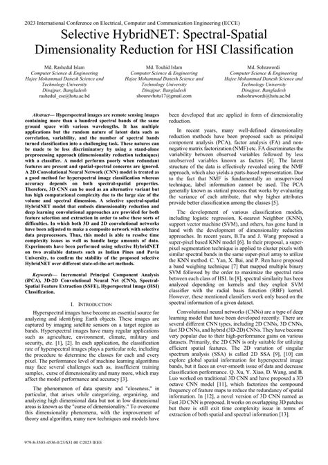 Pdf Selective Hybridnet Spectral Spatial Dimensionality Reduction