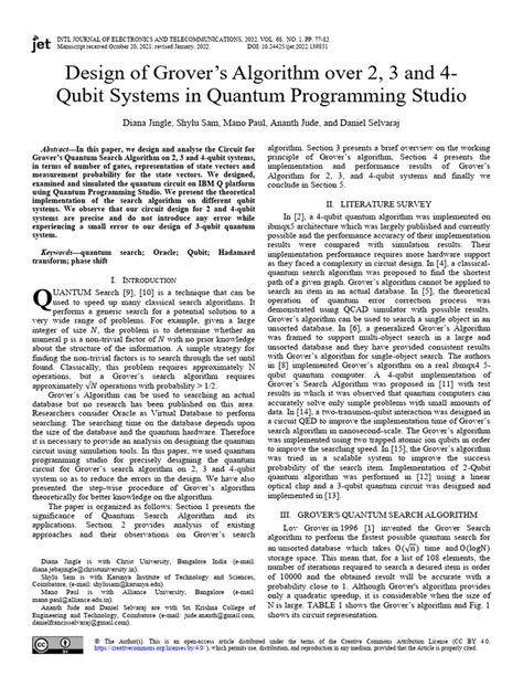 design of grover s algorithm over 2 pdf