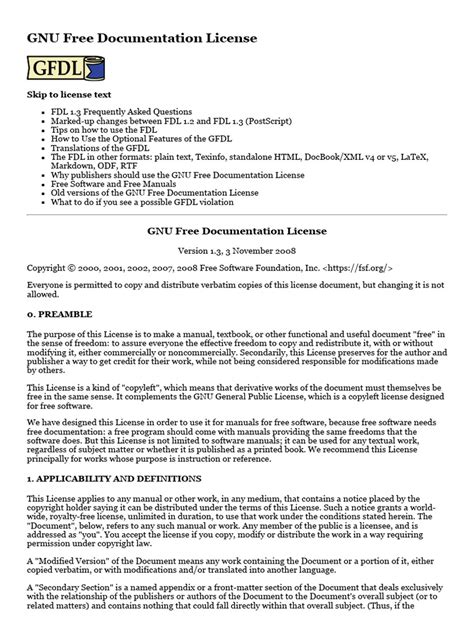Gnu Free Documentation License V13 Gnu Project Free Software