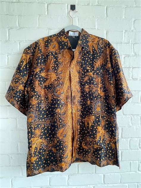 Lotus Handcrafted Batik Shirt Batik Gents Ethnic Shirt Indonesian