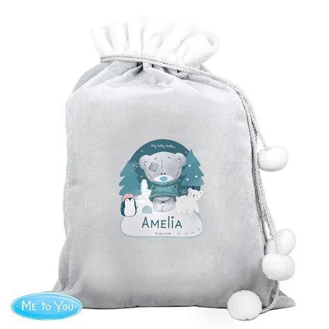Buy Personalised Tiny Tatty Teddy Luxury Pom Pom Christmas Sack For Gbp