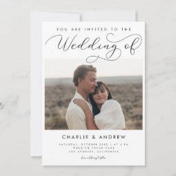 Modern Minimalist Script Photo Qr Code Wedding Invitation Zazzle