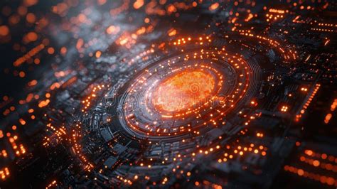 Futuristic Tech Background With Glowing Circuits And Digital Patterns Creating Vibrant Stock