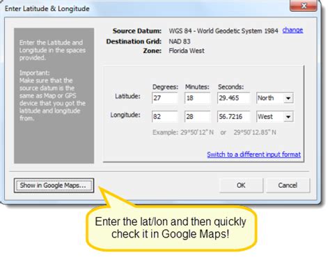 Enter Latitude And Longitude Coordinates