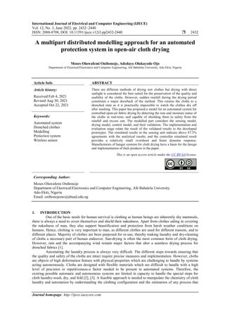 A Multipart Distributed Modelling Approach For An Automated Protection System In Open Air Cloth
