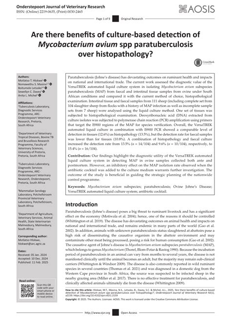 Pdf Are There Benefits Of Culture Based Detection Of Mycobacterium Avium Spp Paratuberculosis