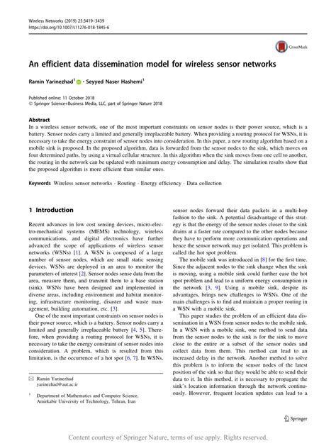 An Efficient Data Dissemination Model For Wireless Sensor Networks Request Pdf