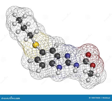 Albendazole Anthelmintic Drug Molecule Used In Treatment Of Parasitic Worm Infestations Stock