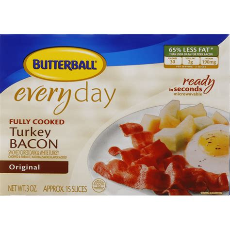 Butterball Every Day Original Fully Cooked Turkey Bacon 3 Oz Delivery