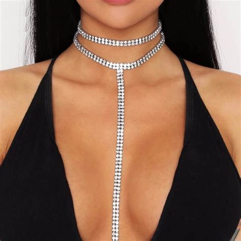 Подвійний чокер з страз каменів сріблястого кольору — ціна 230 грн у каталозі Кольє і намиста