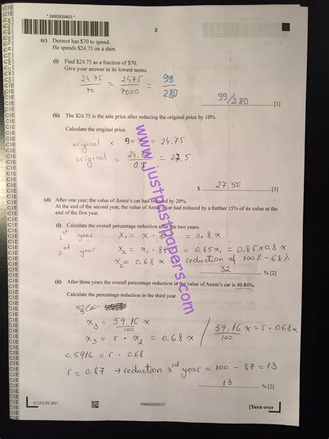 Mathematics Igcse 0580 Paper 4 Cie May June 2017