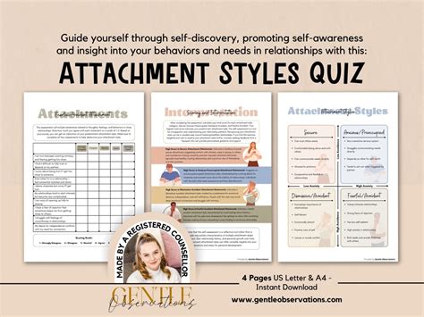 Attachment Style Quiz Attachment Theory Therapy Worksheets Self Esteem Tool Couples