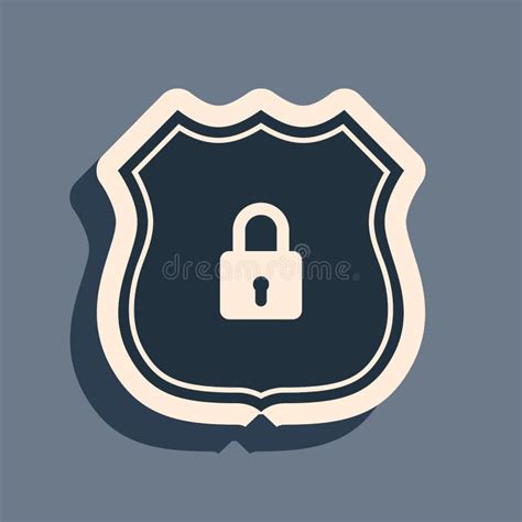 Black Shield Security With Lock Icon Isolated On Grey Background Protection Safety Password