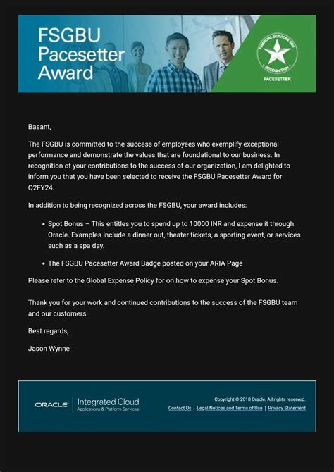 Oracle Ofss Pacesetter Teamwork Gratitude Basant Shaw