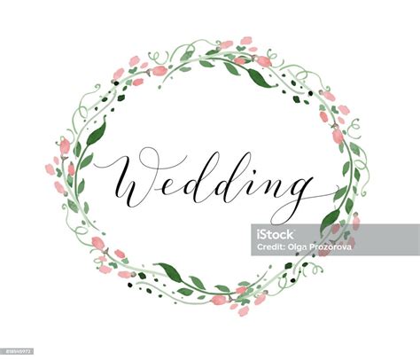 웨딩 카드와 꽃 화 환 초대장 서식 파일입니다 사용자 정의 서를 작성 하는 손 개념 기호에 대한 스톡 벡터 아트 및 기타 이미지