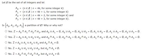 Solved Let Z Be The Set Of All Integers And Let