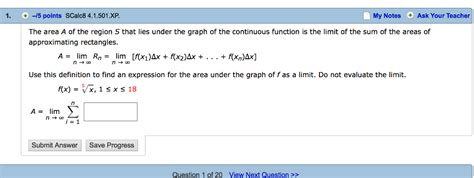 solved the area a of the region s that lies under the graph