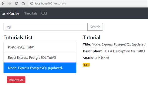 React Node Js Express PostgreSQL Example Build A CRUD App BezKoder