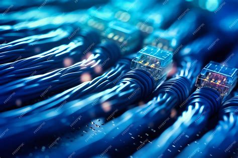 Premium Photo Telecommunication Ethernet Cables Linked To An Internet