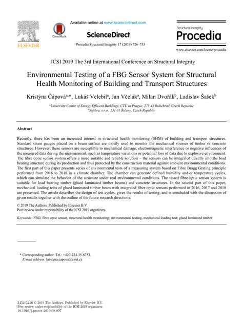 Pdf Environmental Testing Of A Fbg Sensor System For Structural Health Monitoring Of Building