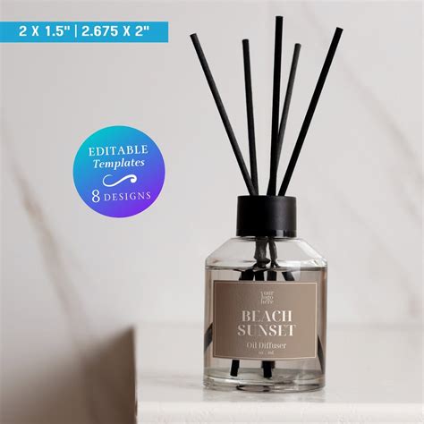 Reed Oil Diffuser Label Template Editable Diffuser Bottle Label Diy