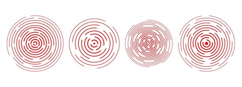 Premium Vector Red Concentric Ripple Circles Set Sonar Or Sound Linear Wave Rings Collection