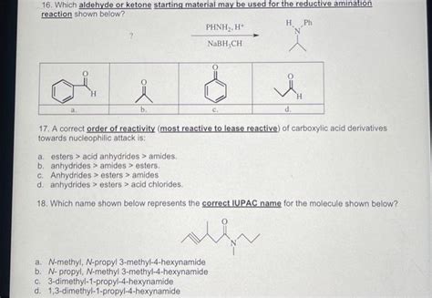 Solved 16 Which Aldehyde Or Ketone Starting Material May Be