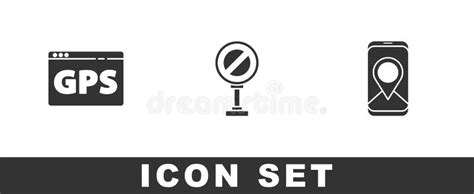 Set Gps Device With Map Stop Sign And City Navigation Icon Vector Stock Vector Illustration