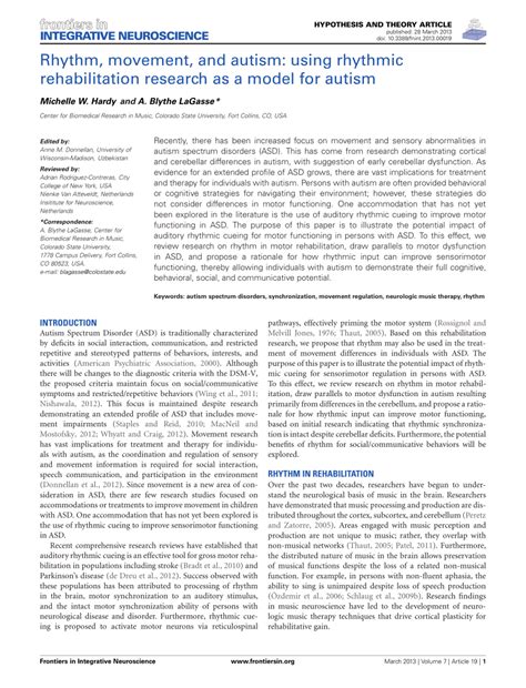 Pdf Rhythm Movement And Autism Using Rhythmic Rehabilitation