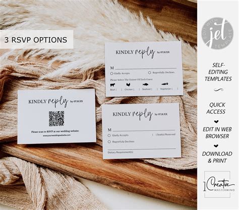 Classic Qr Code Rsvp Minimalist Qr Rsvp Template Meal Choice Rsvp