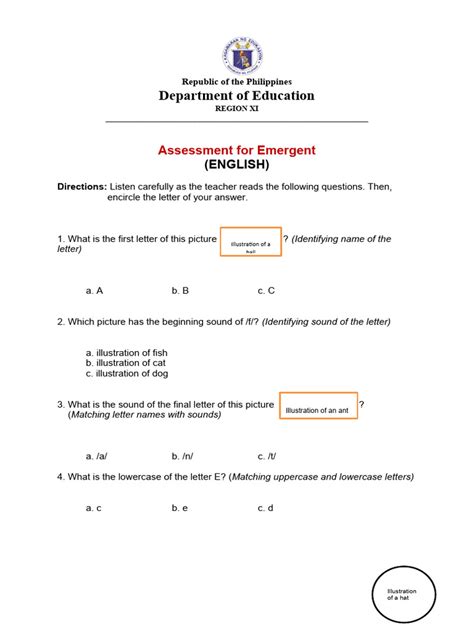 Assessment For English Emergent Beginning Independent 042025 Pdf