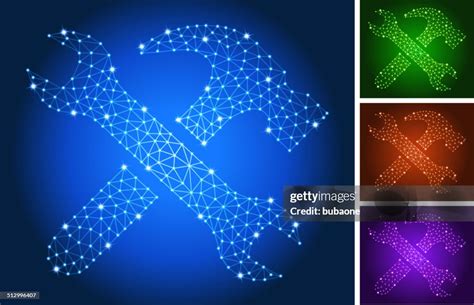 hardware tools on triangular nodes connection structure vector art high