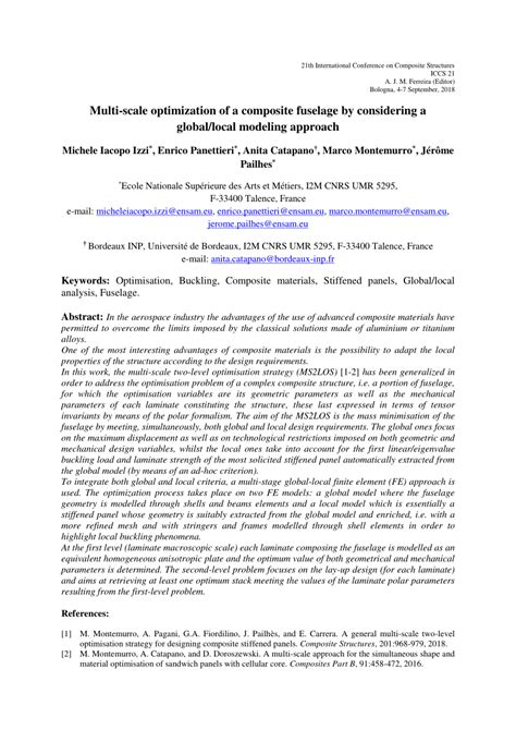 Pdf Multi Scale Optimization Of A Composite Fuselage By Considering A
