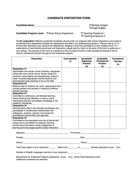 Candidate Disposition Form Printable Pdf Download
