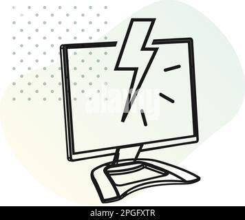 Monitor Icon With Lightning Symbol Lightning Bolt On A Screen Vector Illustration Stock Vector