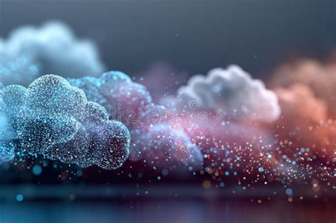 Cloud Computing Icon Features Particles In Motion With Abstract Clouds Creating A Dynamic Visual