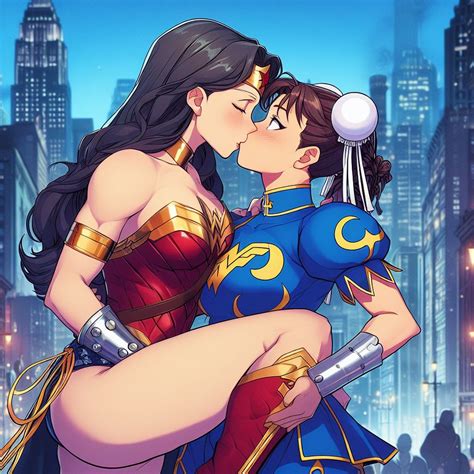 Rule 34 2girls Ai Generated Chun Li Dc Dc Comics Diana Prince Holding