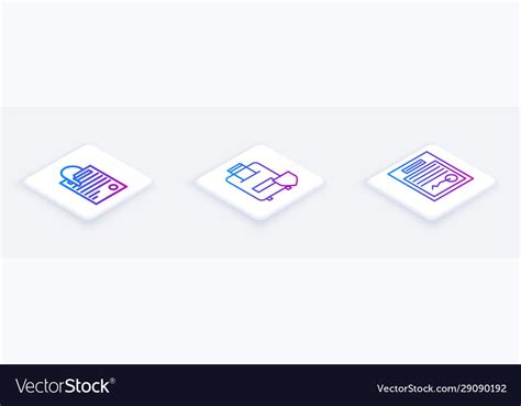 Set Isometric Line File Document And Paper Clip Vector Image