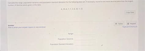 Solved Calculate The Range Population Variance And