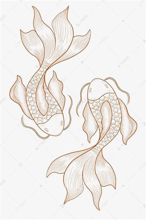 手绘线描国潮锦鲤