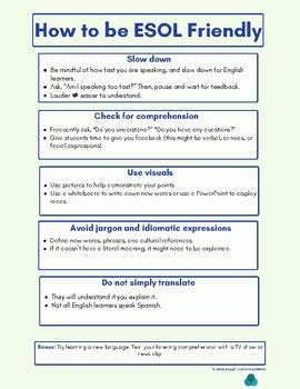 How To Be ESOL Friendly By Locus Learning Store TPT